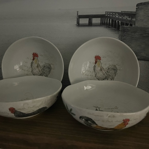 222 Fifth | Dining | 222 Fifth Square 4 Bowls Rooster Journal | Poshmark